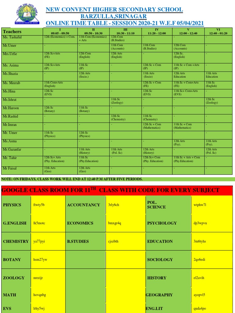 Online School Timetable 2020-21 | PDF | Google Play | Online And Offline