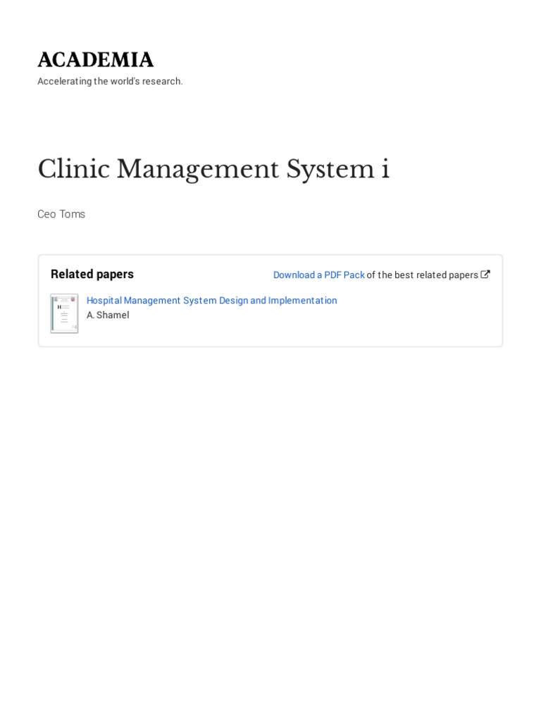 Clinic Management System Project Report With Cover Page v2 | PDF | Use ...