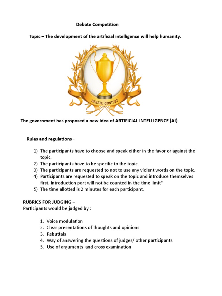 AI Debate Competition Guidelines | PDF | Career & Growth | Computers