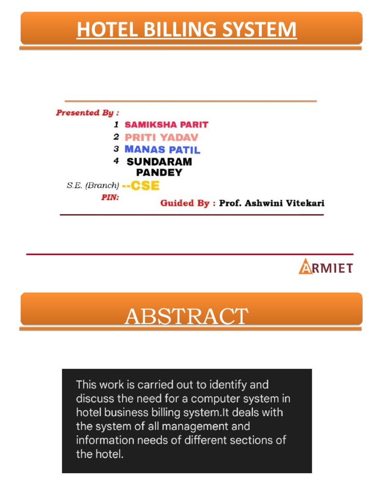 Hotel Billing System 03 | PDF