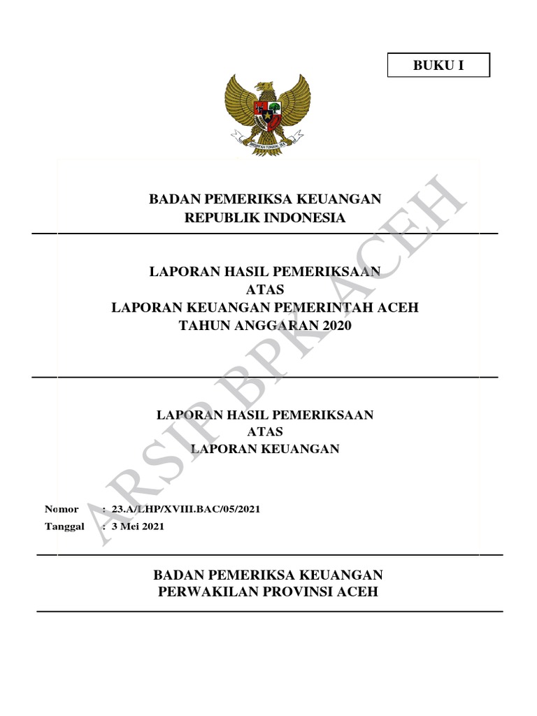 LHP LKPD Provinsi Aceh Ta 2020 | PDF