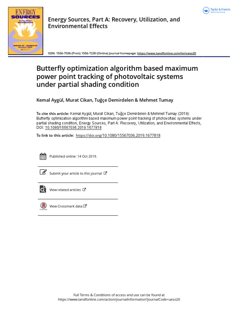 Butterfly Optimization Algorithm Based MPPT, 2019 | PDF | Photovoltaics ...