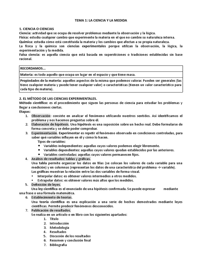 Tema 1 Fyq | PDF | Método científico | Importar