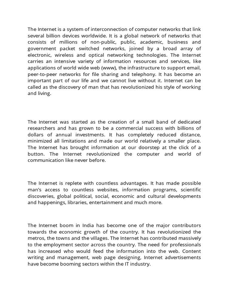 The Internet Is A System of Interconnection of Computer Networks That ...