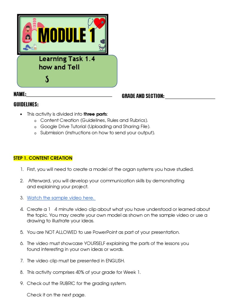 Show and Tell | PDF | Rubric (Academic) | Icon (Computing)