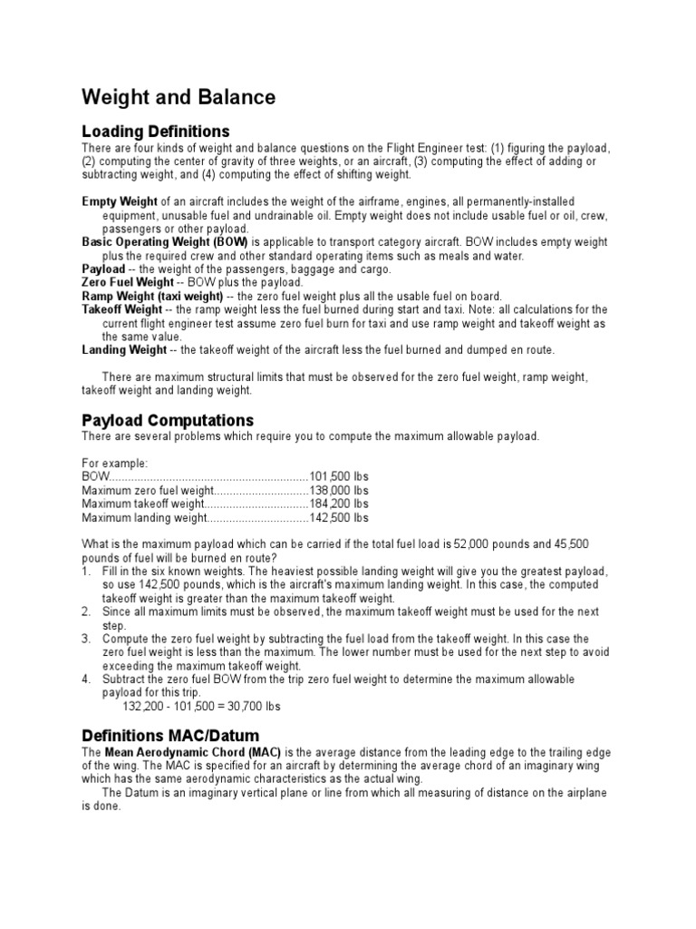 Weight and Balance: Loading Definitions | PDF | Aerospace | Aviation