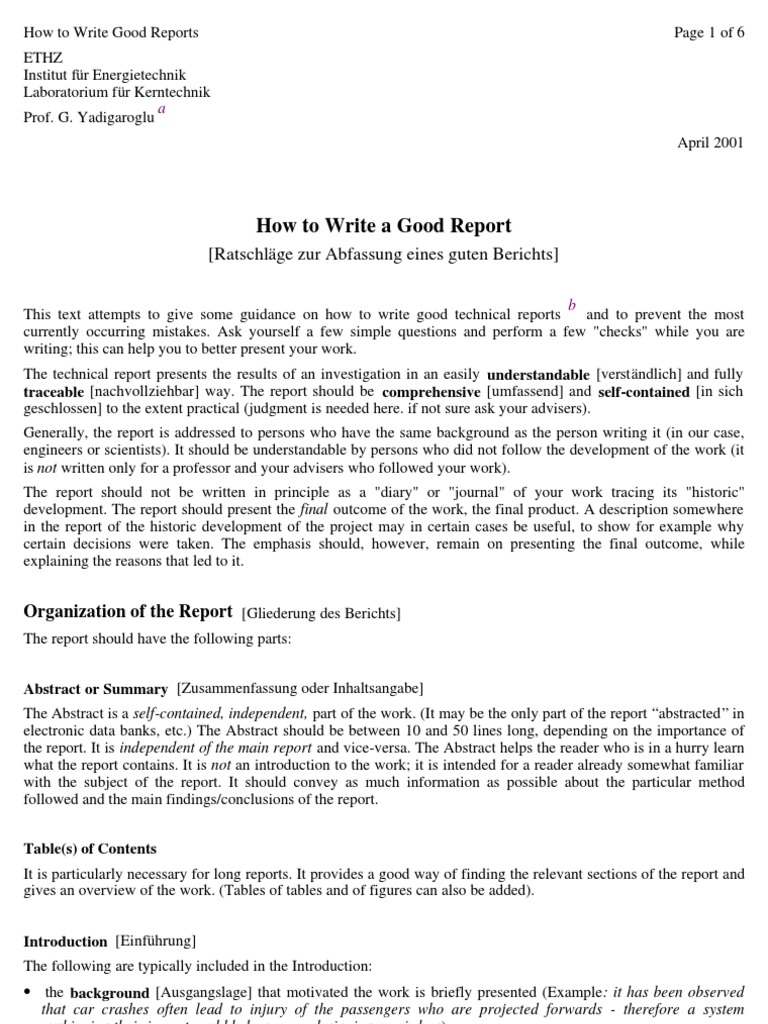 How To Write A Good Report | PDF | Experiment | Theory