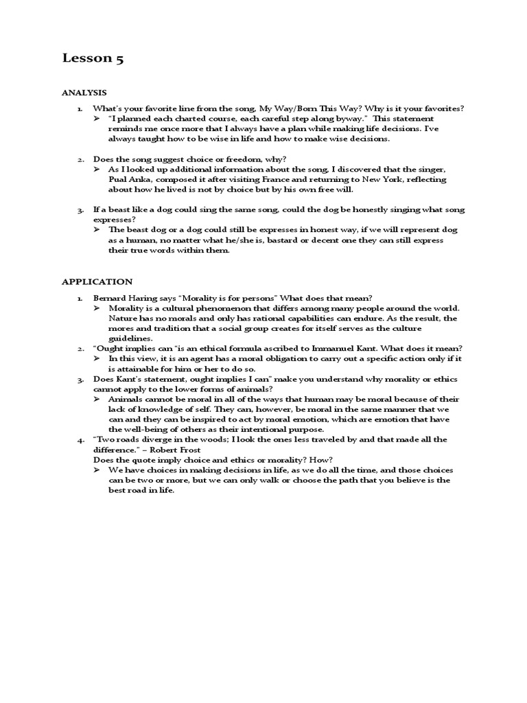 Lesson 5 - ETHICS | PDF | Morality | Cognition