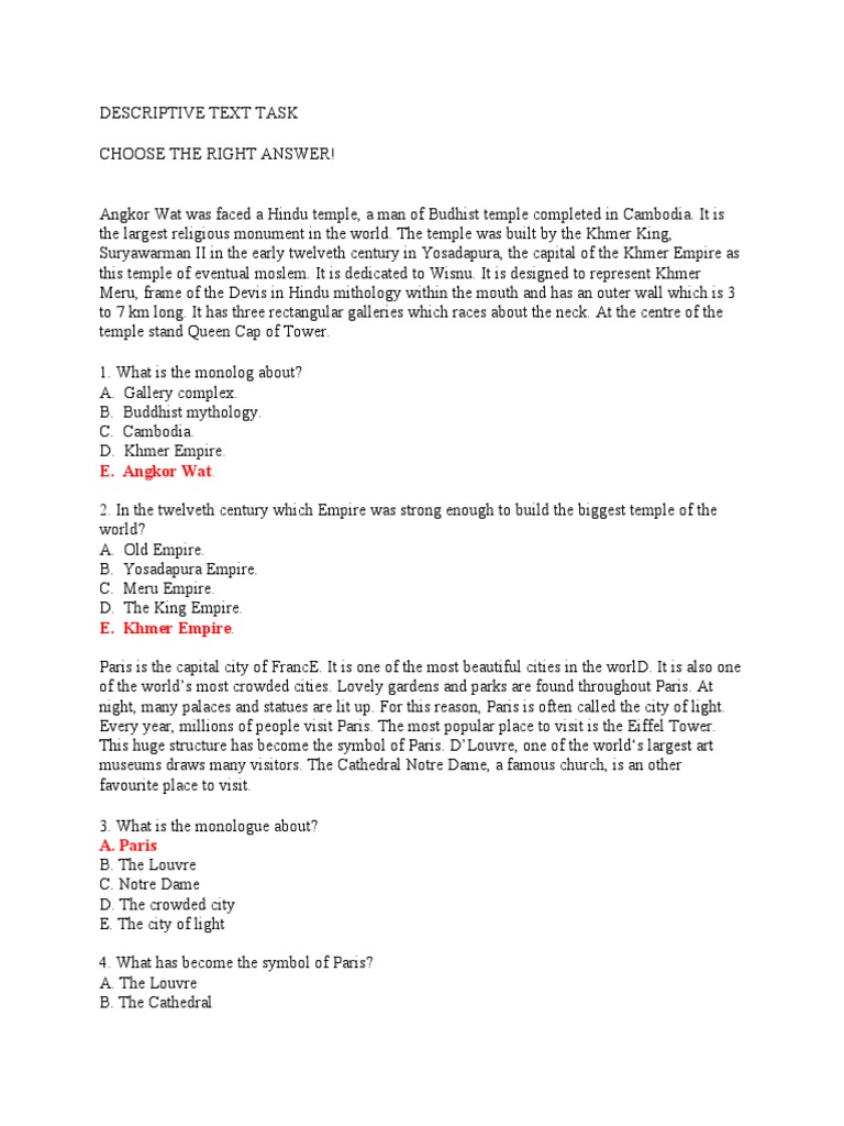 Descriptive Text Task | PDF