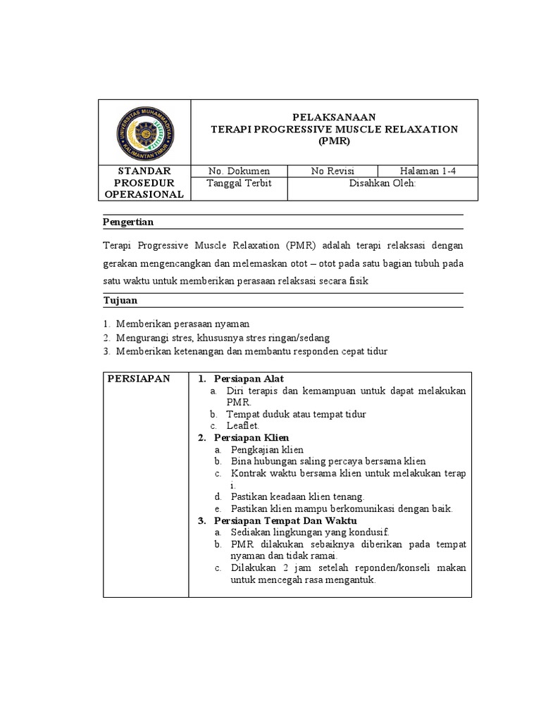 Prosedur Terapi PMR untuk Relaksasi | PDF