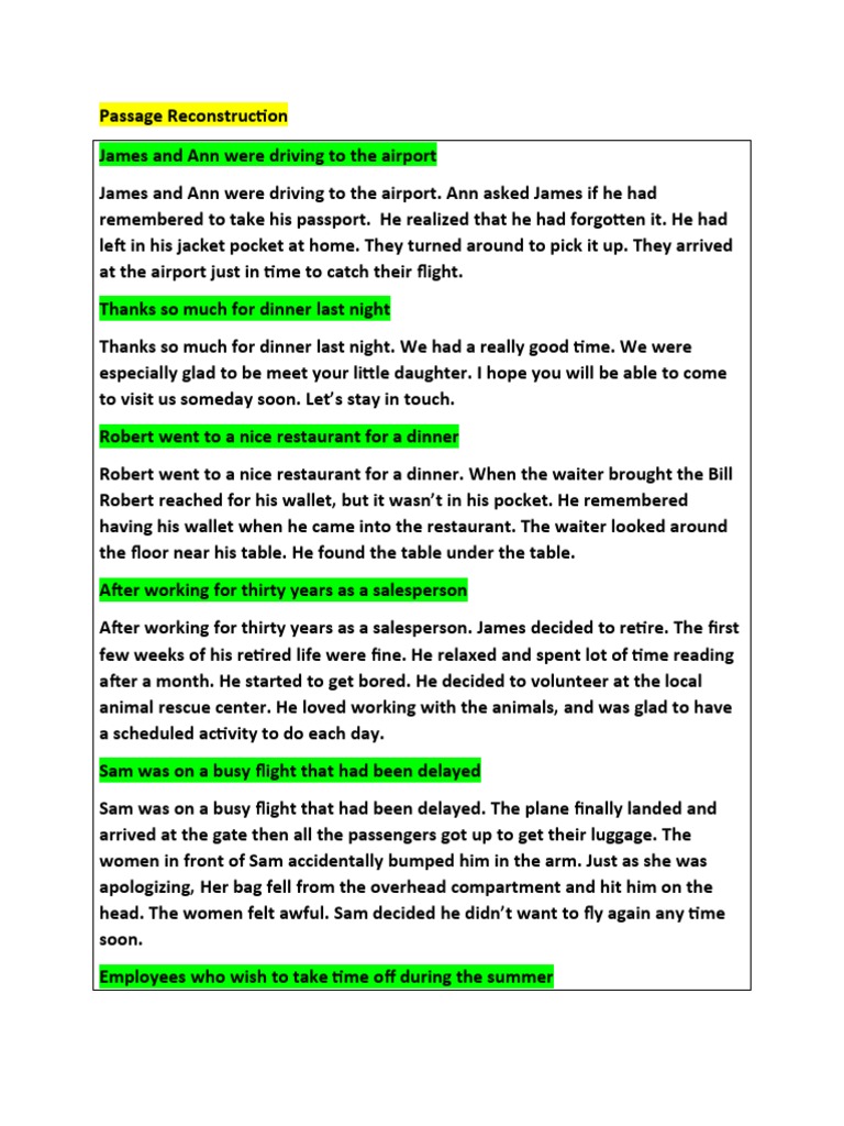 Passage Reconstruction | PDF
