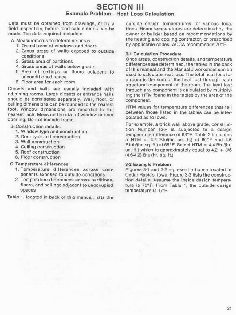 Heat Loss Calculation - ACCA Manual-J | PDF