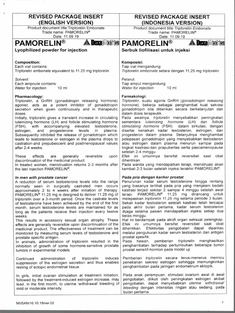 Pamorelin Larutan Injeksi Liofilisasi 11.25 MG Per 10 ML - Triptorelin ...
