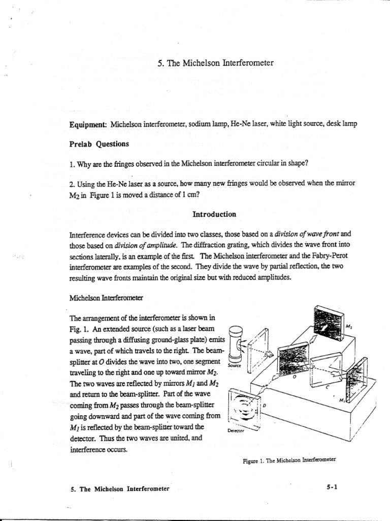 Michelson's Interferometer | PDF