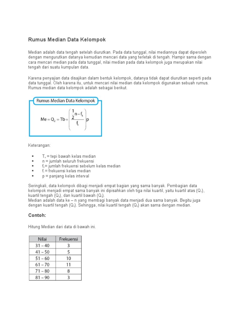 Materi 4. Median Dan Modus Data Berkelompok | PDF