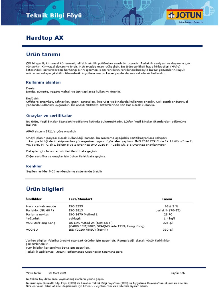 Jotun Hardtop AX-PDS | PDF
