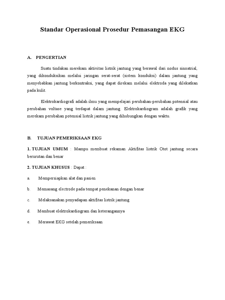 Sop Pemasangan Ekg | PDF
