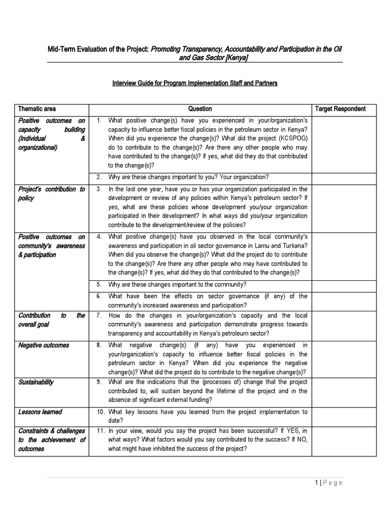 Key Informant Interview Guide | PDF | Policy | Accountability