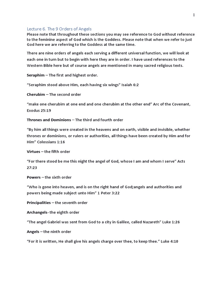 Lecture 6. The 9 Orders of Angels | PDF | Angel | Archangel