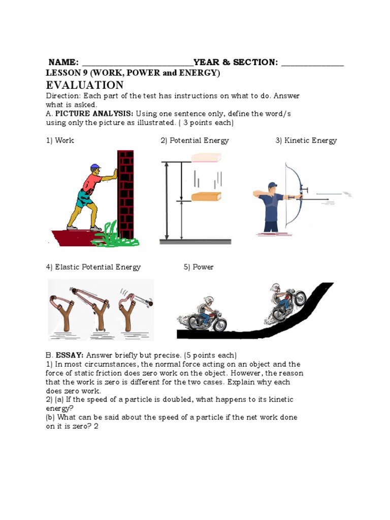 Work, Power, and Energy Test | PDF