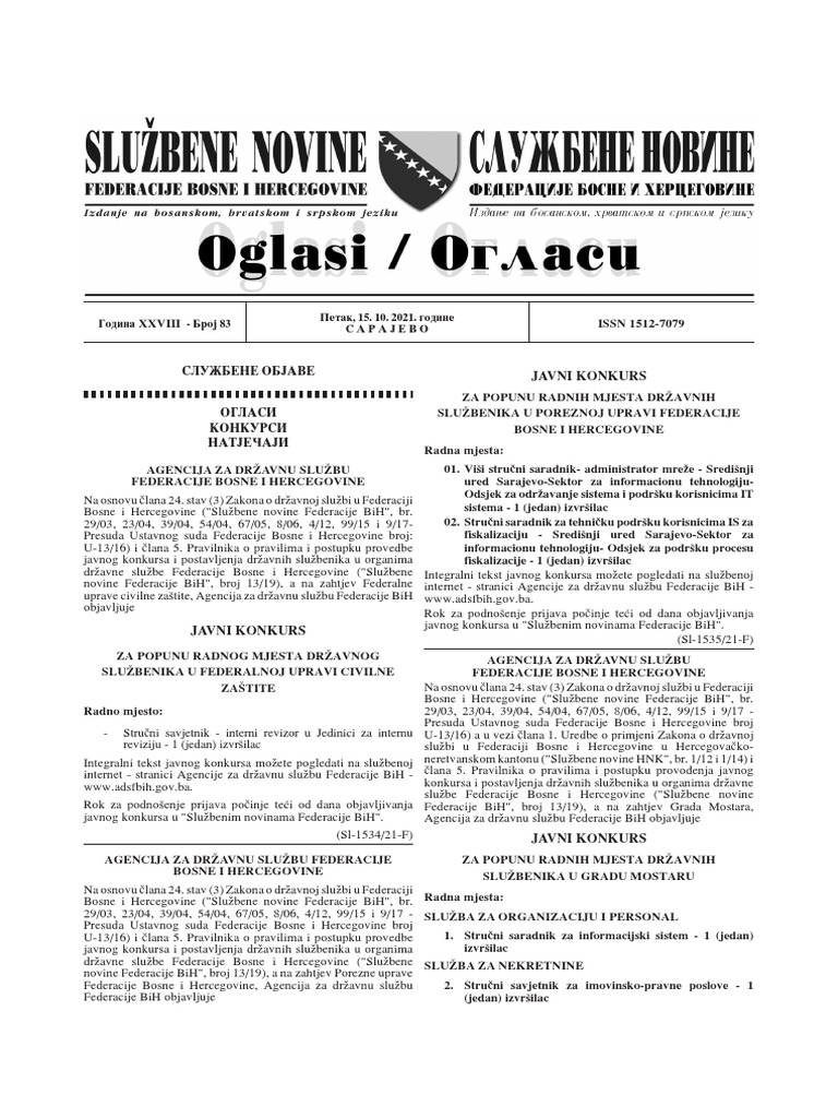 Službeni List Federacija 83 | PDF