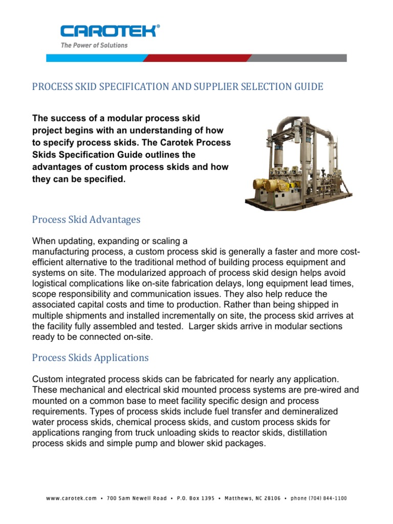 Guide to Specifying and Selecting Custom Process Skids | PDF | Specification (Technical Standard ...