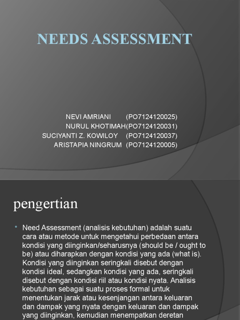 Needs Assessment | PDF