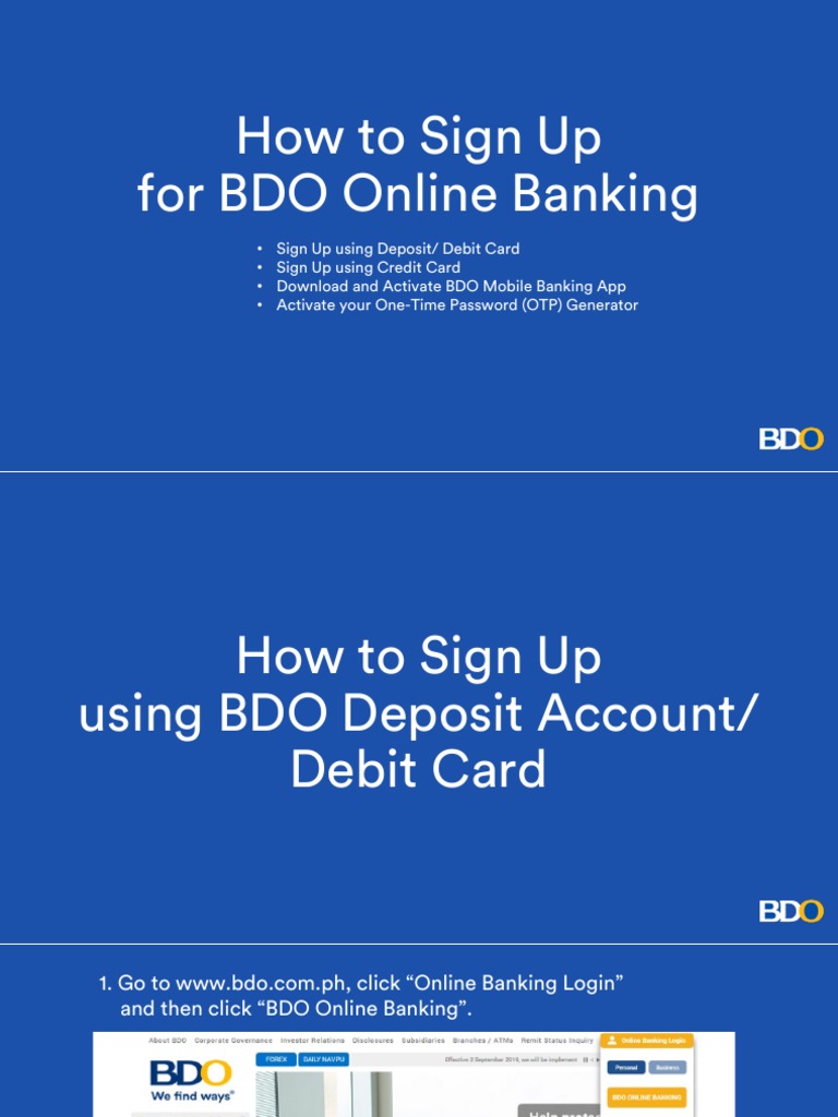 BDO Online and Mobile Banking Step by Step Sign Up - With OTP Generator ...