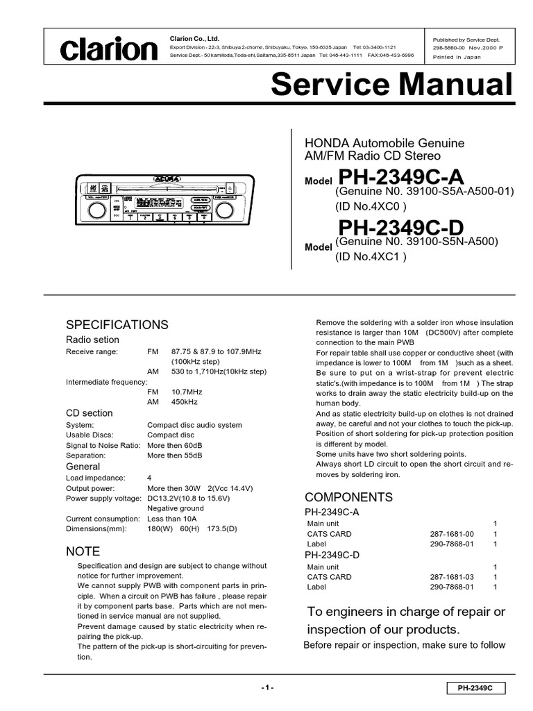 Service Manual: PH-2349C-A PH-2349C-D | PDF | Analog To Digital ...