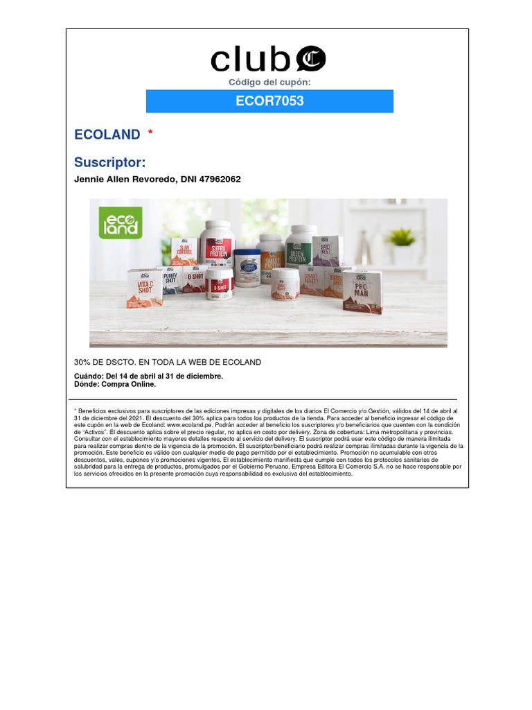 Ecoland Suscriptor:: ECOR7053 | PDF