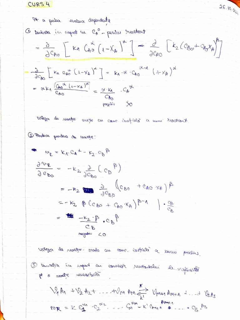 Curs 4 Reactoare Chimice 26.10.2021 Epure Ioana, CATB | PDF