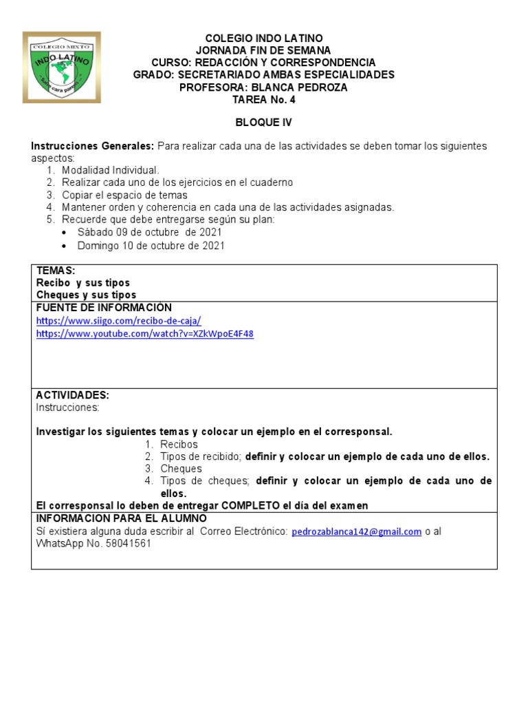 Tareas de Redacción en Colegio Indo Latino | PDF | Crecimiento personal ...