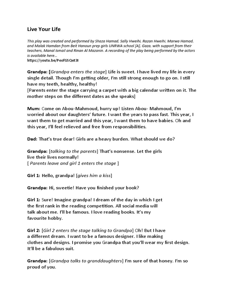 Live Your Life Script | PDF