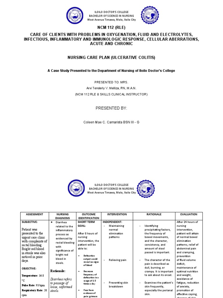 CAMARISTACM - NCP (ULCERATIVE COLITIS) (Diarrhea) | PDF | Health Care | Clinical Medicine