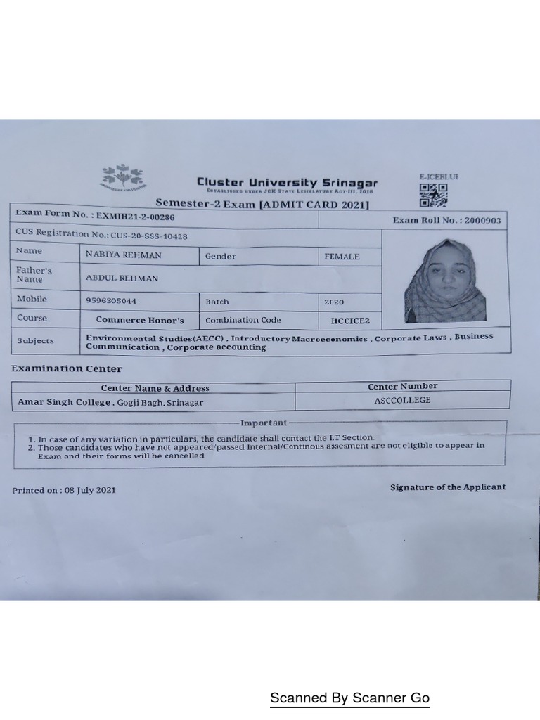 Examination Roll No 2000903 | PDF
