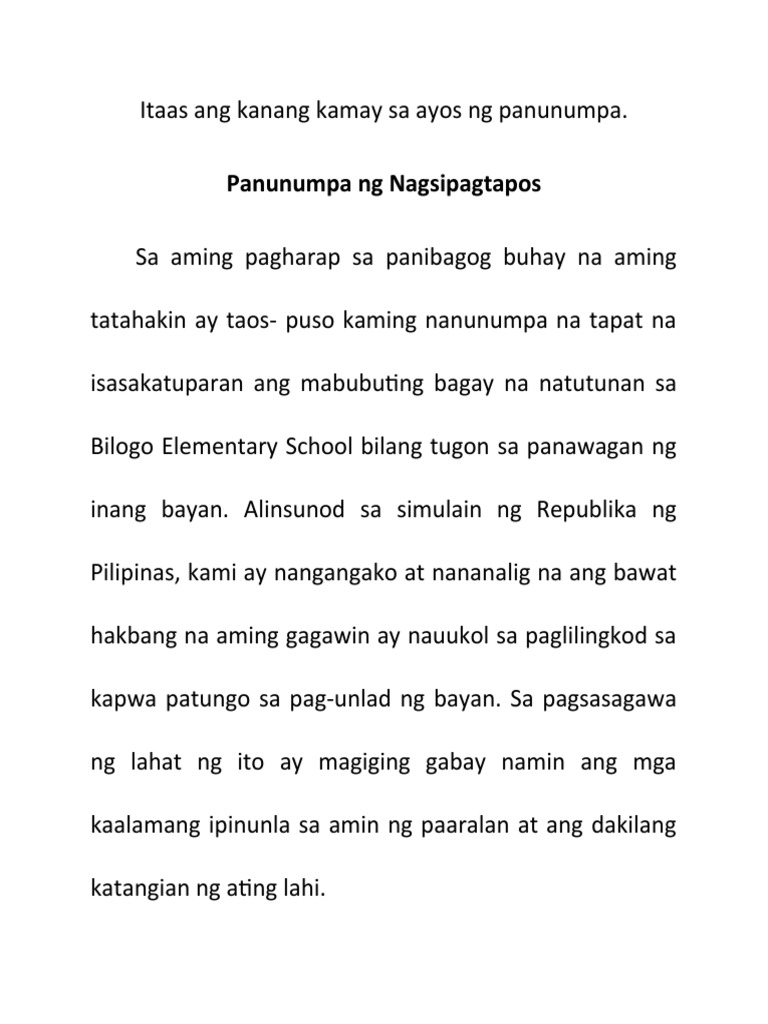 Panunumpa NG Nagsipagtapos | PDF