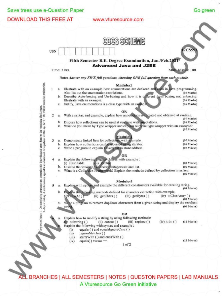 Advanced Java and J2EE Question Bank 2021 | PDF | Computer Programming ...