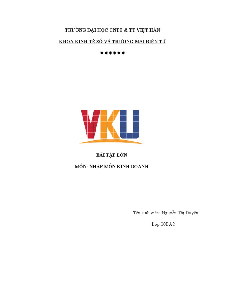 Nguyễn Thị Duyên- Bài Tập Lớn NMKD | PDF