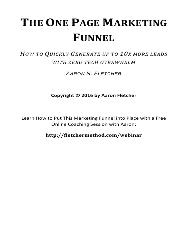 One Page Funnel Kindle Book Images CS | PDF | Marketing | Sales