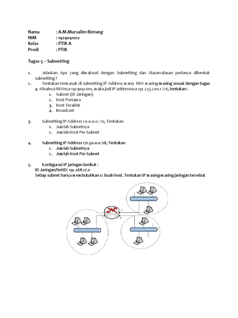 Tugas - 5 Subnetting | PDF