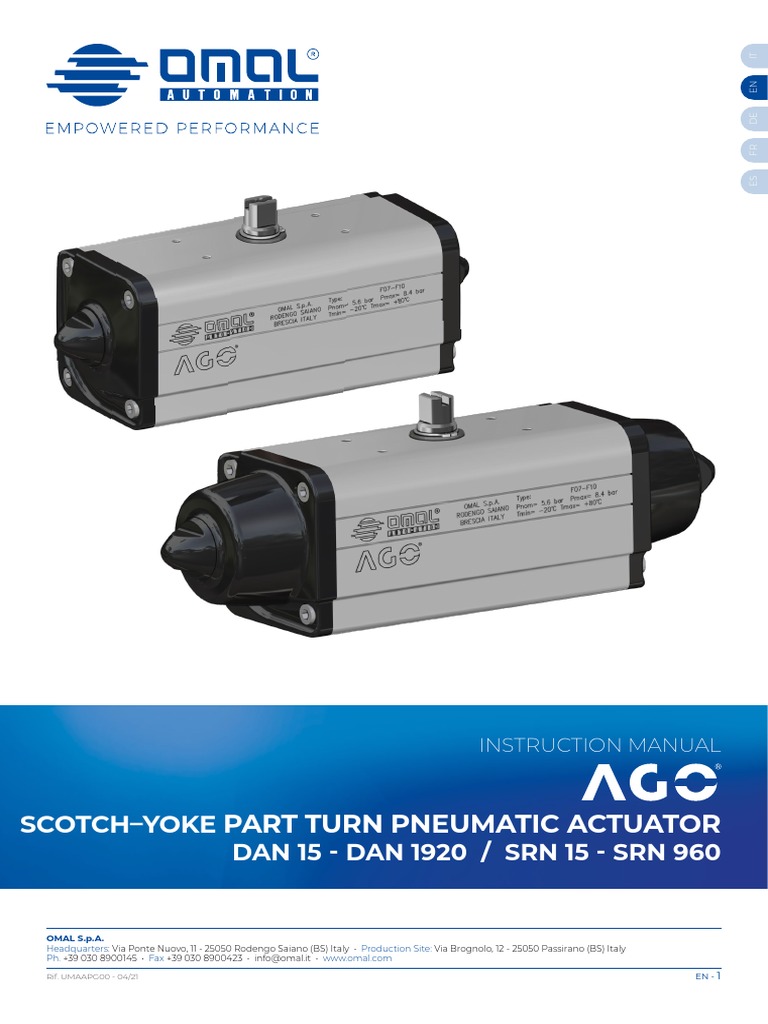 OMAL Scotch-Yoke Actuator Manual | PDF | Actuator | Valve