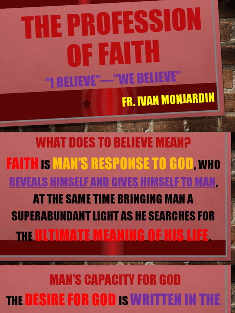 Session 2 The Profession of Faith | PDF | God | Existence Of God