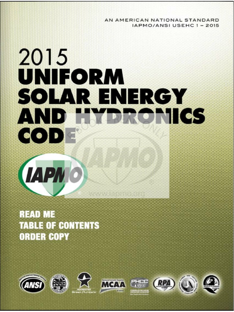 2015 Solar Energy and Hydronics Code | PDF