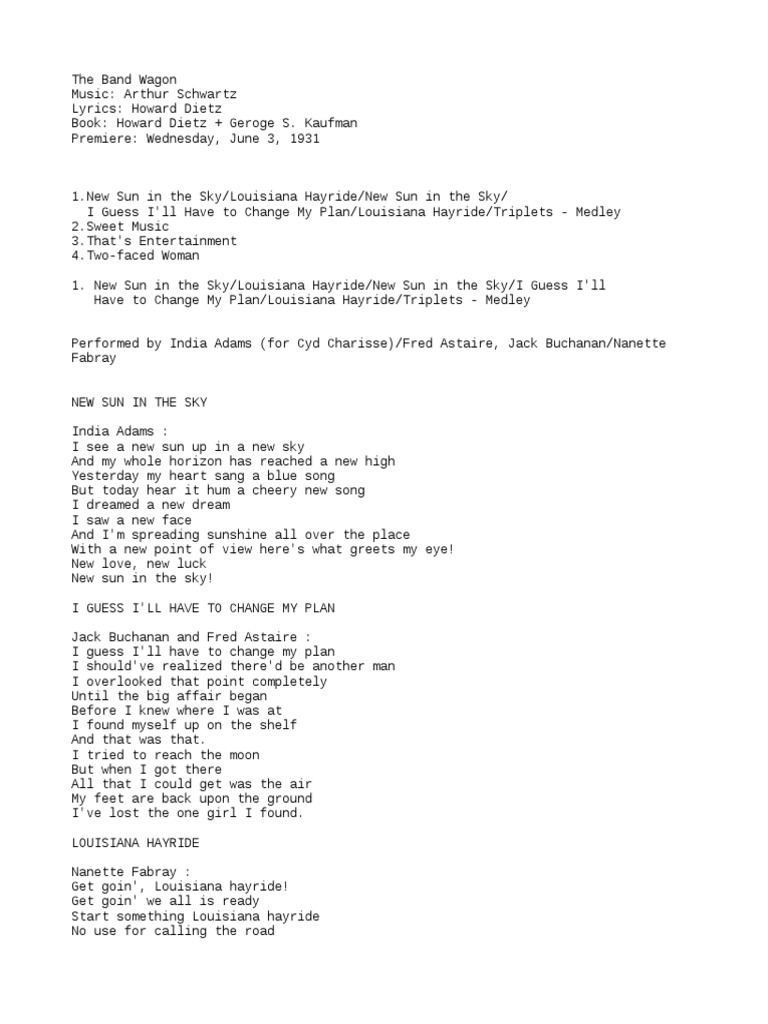 Band Wagon - Libretto | PDF