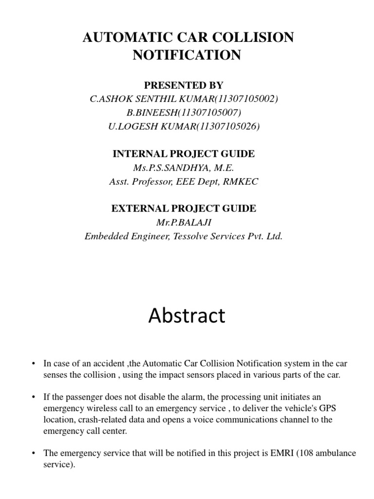 Automatic Car Collision Notification | PDF | Microcontroller | Computer ...