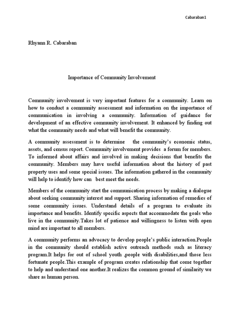 Importance of Community Involvement | PDF