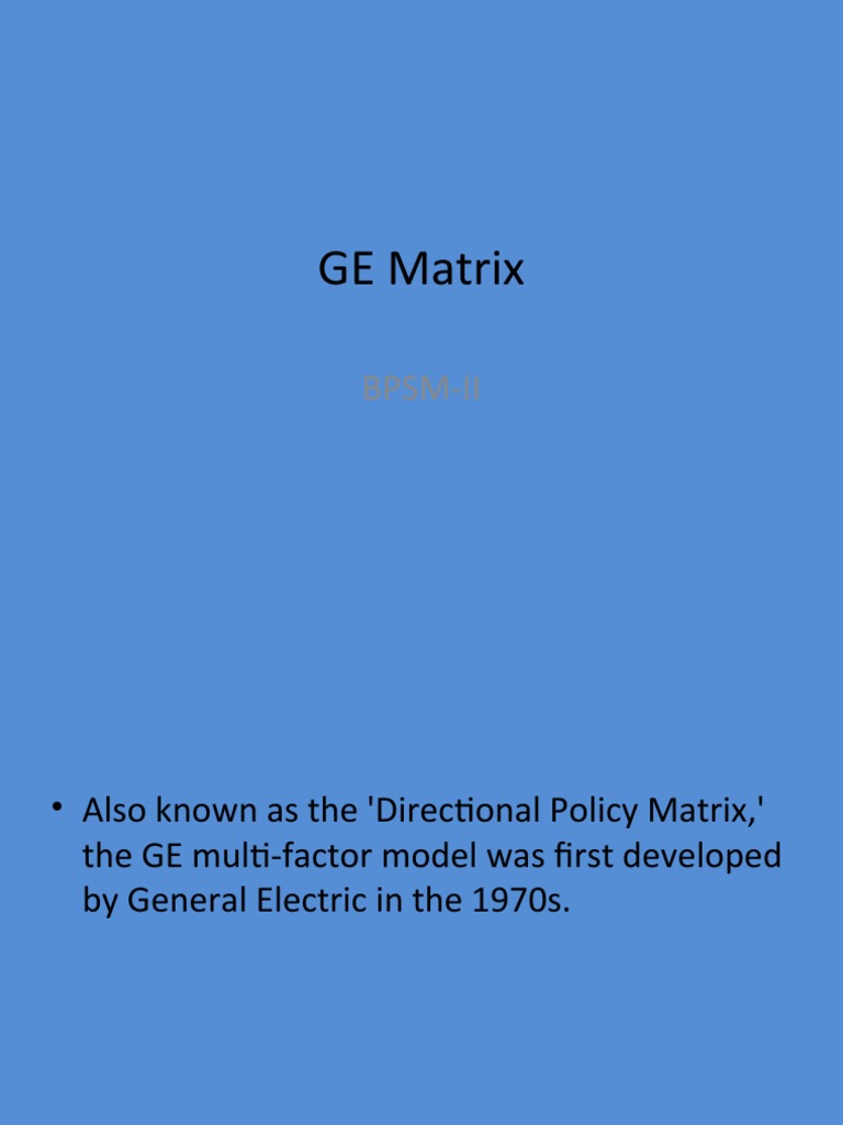 GE Matrix | PDF | Business | Cartesian Coordinate System