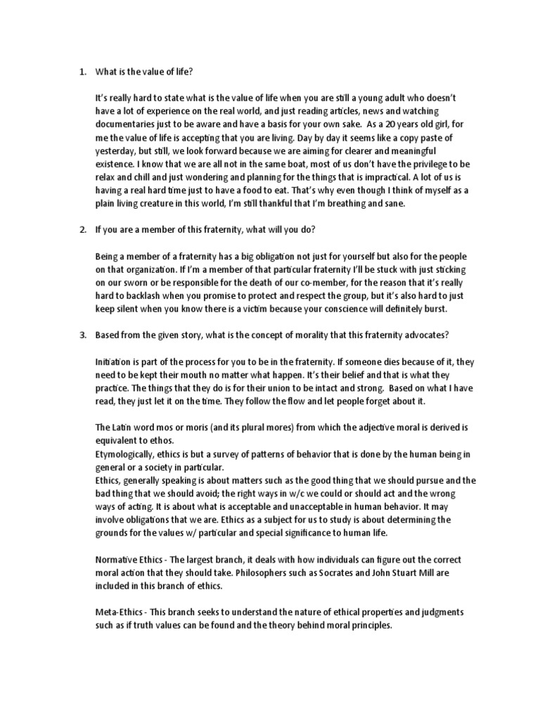 What Is The Value of Life | PDF | Morality | Psychological Concepts