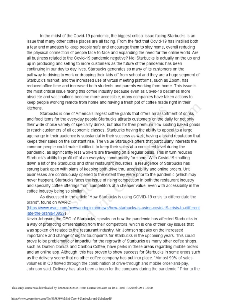 Starbucks' Competitive Strategy Post-COVID | PDF | Starbucks | Coffee
