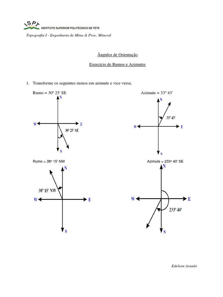 Exercícios De Azimutes E Rumos Topográficos Pdf 1293